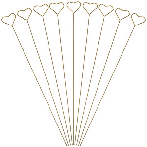 JEUIHAU 100 PCS 13.4 Inch Metal Floral Place Card Holder Picks, Metal Wire Floral Place Card Holder, Wire Heart Card Holder Heart Wire Photo Holder for Wedding, Birthday, Party