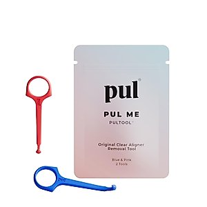 PUL Clear Aligner Removal Tool for Invisalign & Removable Braces | Hygienic, Durable, and Compact | Compatible with Removable Braces, Aligners, Retainers, & Dentures | by The Pultool (Pink + Blue)