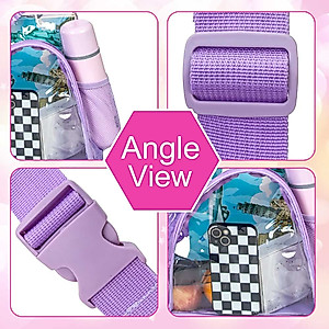 AGSDON Clear Sling Bag Stadium Approved, Small PVC Crossbody Shoulder Backpack, Casual Transparent Daypack - Purple