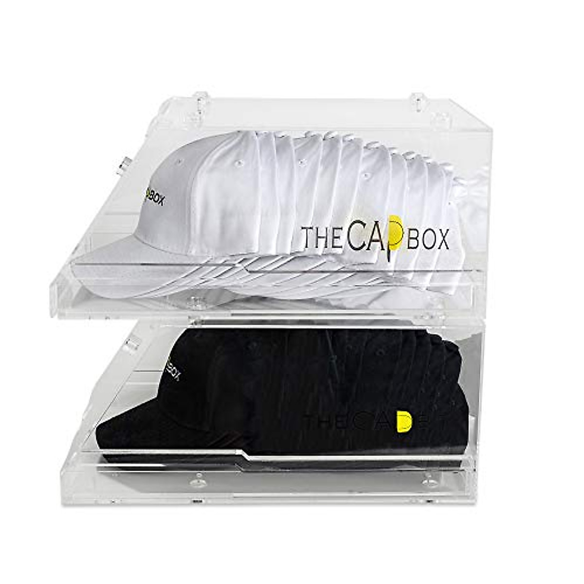 The Clear CapBox Stackable Hatrack Cap Rack Hat Box Storage Containter for Baseball Caps, Fitted Hats, Snapbacks & Trucker Caps