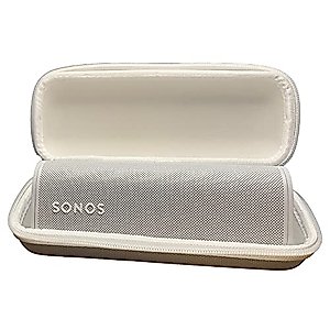 Solvacom Compact Zippered Sonos Roam Travel Case – Zip Up Carrier Storage Box Zipper Bag for Carrying Sonos Roam Portable Bluetooth Speaker (White)