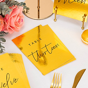 Crisky Gold Table Number Cards for Vintage Wedding, Anniversary, Birthday, Bridal Shower Party. Great Gatsby Theme, Elegant Black Double-Sided Design 4 x 6 Inch Number One - Thirty & Head Table.