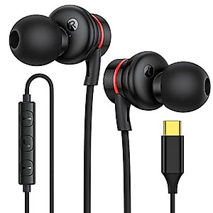 USB C Headphones,USB Type C Earphones Wired Earbuds Magnetic Noise Canceling in-Ear Headset with Microphone for iPad Pro Samsung Galaxy S23 S22 S21 S20 Ultra Note 10 20 Pixel 5 4a 3a XL Oneplus 9 8T