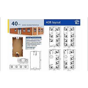 Detachable Prefabricated Luxury Villa Portable Foldable Expandable Container House 40 FT Home, 11.8 * 6.3 * 2.49