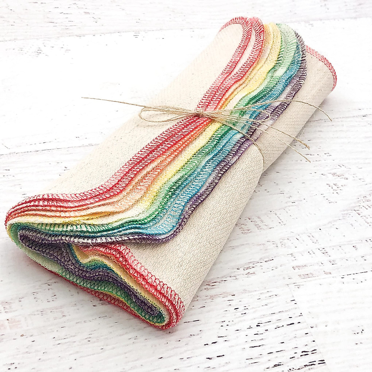 Kitchen Collection Reusable Paperless Towels - One Dozen washable reusable paper towels for kitchen (Sorbet Natural)