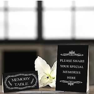 54 Pcs Funeral Memory Party Sets, 50 Celebration of Life Memory Cards, 2 Memory Signs, 1 Memory Box, 1 Silver Signature Pen for Celebration of Life Memorial Services Anniversary Funeral Party Favors