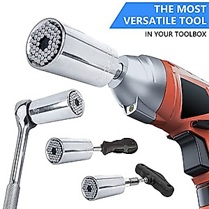 Universal Socket Tools,Professional 7mm-19mm Super Socket Tool Sets with Power Drill Adapter,Stocking Stuffers for Men, Gifts for Men Dad,Including Gift Box and bowknot