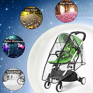 Universal Stroller Rain Cover, Double Door Design & Large Storage Baby Stroller Weather Shield, Waterproof Stroller Cover, Food Grade EVA, Eye Protect (L)