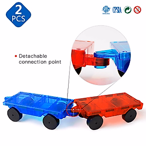 MAGBLOCK 2 Pieces Magnetic Tiles Car Truck Wheel Set Compatible with Magnet Tiles for Kids Toddlers Preschool Gift Toys
