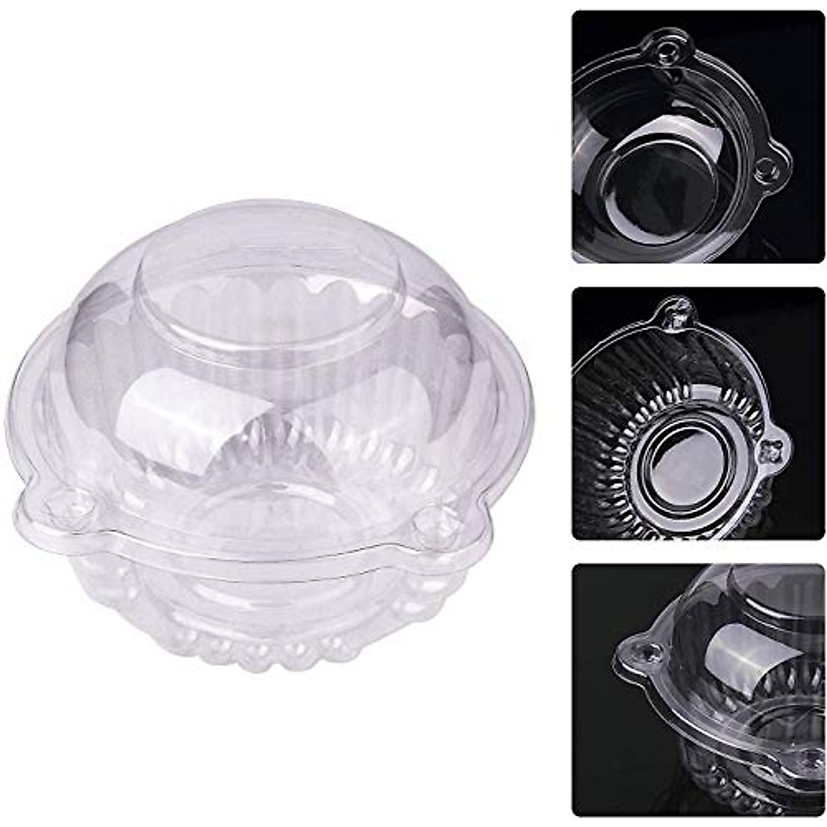 Healthcom 100 Packs Clear Plastic Single Individual Cupcake Muffin Dome Case Cake Boxes with Lid Resealable Cupcake Muffin Dome Holders Carrier Fruit Salad Box Container for Party Wedding,100 Sets
