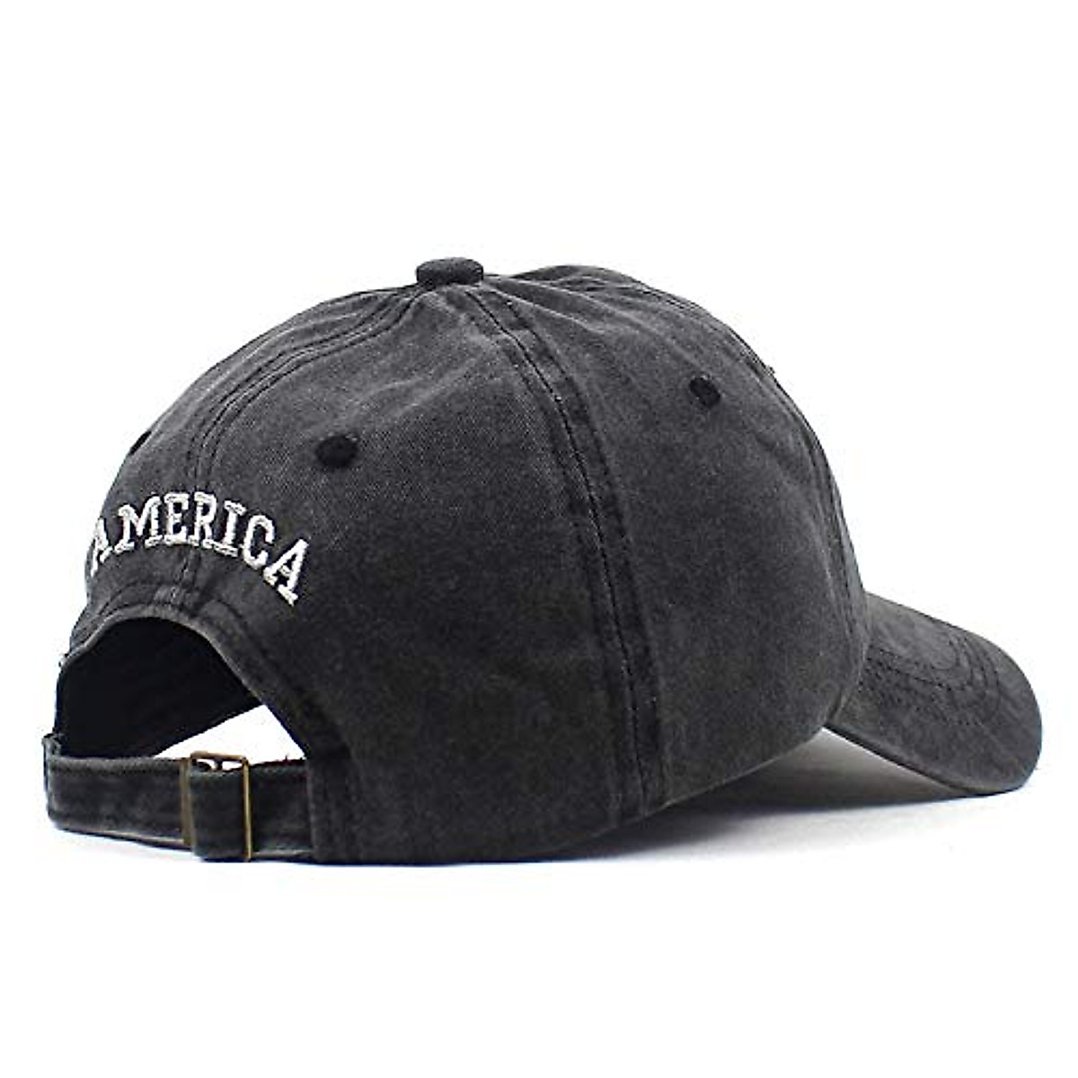 Uphily Black USA American Flag Baseball Cap, Low Profile Patriotic Dad Hat for Men or Women