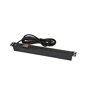Rack Mount Server Network PDU Power Strip, 8 Outlets, 12 ft. Cord, 15A, 1U Rack-Mount Metal Slim Design