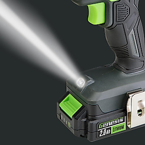 Genesis G20MAX GLID20B 20V Cordless 1/4" Impact Driver with Battery and Charger 2.0Ah, 1600 in-lbs, 2 Year Warranty