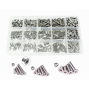 Elantek #2-56#4-40#6-32 UNC Stainless Steel Phillips Flat Head Countersunk Machine Screws Nuts Assortment Kit