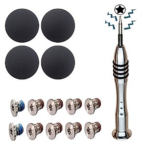 SLAUNT 4 Pack Rubber Feet 10pcs Repair Replacement Screw Compatible with Mac Book Pro Retina A1425 A1502 A1398 13" 15" Bottom Case Screw Rubber Feet and Screwdriver Repair kit