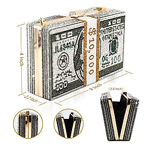 Money Clutch Purse Evening Diamond Purse Rhinestone Purse for Women - Bling Rhinestone Purse for Wedding Party