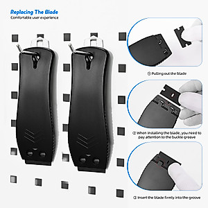 EHDIS Plastic Scraper Tool 2PCS Plastic Razor Scraper with 20pcs Double Edged Plastic Blades for Removing Adhesive Labels Stickers Decals From Glass Windows Windshields