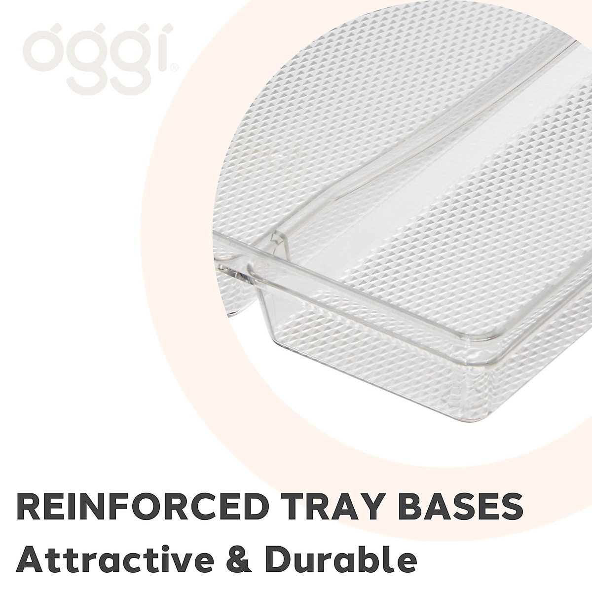 OGGI Clear Tray Flatware Organizer, 5-Compartment