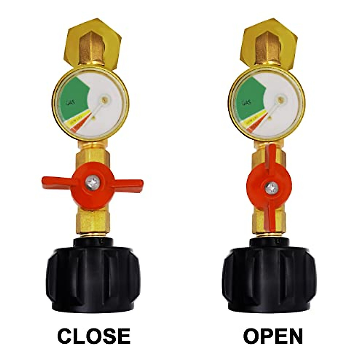 GardenNow QCC1 Propane Refill Elbow Adapter with Propane Tank Gauge 90 Degree Propane Refill Pressure Adapter with ON/Off Control Valve for Camping Grill 1LB Bottle Refilled Gas from 5~40 LBS Cylinder