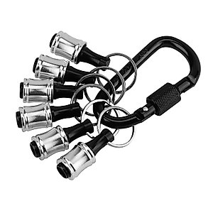LUEXBOX 1/4 Inch Bit Holder Keychain, Hex Screwdriver Bits Holder Extension Bar, Quick Change Screw Bit Holder for Most Electric, Hand-held Screwdrivers and Drill Bits (A: Silver 6pack)