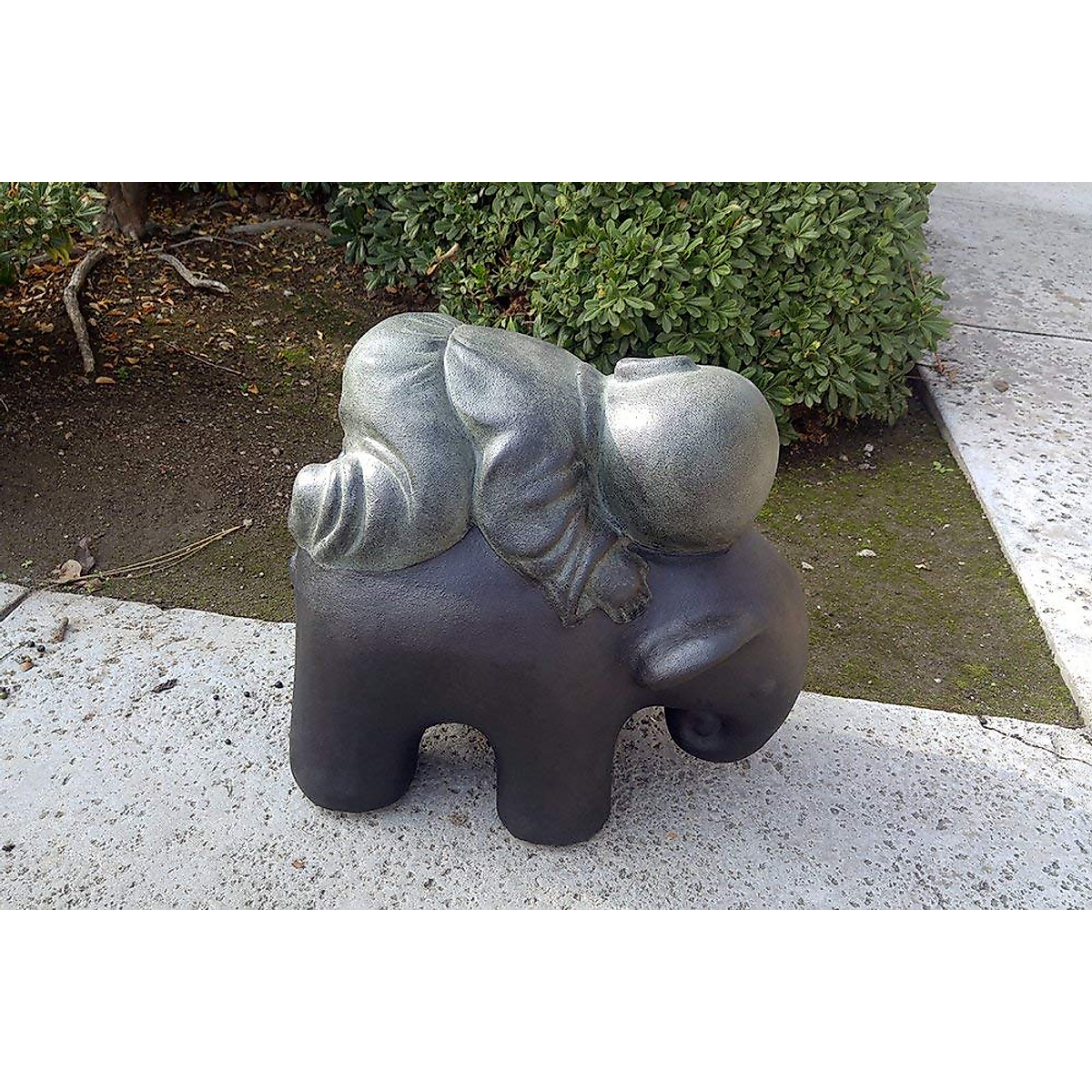Shaolin Monk on Elephant Buddha Zen Garden Statues Good Luck Elephant - Rustic Green
