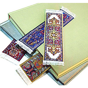 Oriental Rug Carpet Bookmarks (Set of 4) Assorted Designs- Beautiful, Elegant, Woven Cloth Bookmarks!