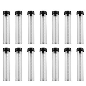 JCBIZ 14pcs Screw Mouth Flat Bottom Test Tube 20ml Rigid Plastic Test Tube Clear Tube Bead Containers Liquid Containers for Liquid, Beads, Pins, Coins and Small Buttons, etc