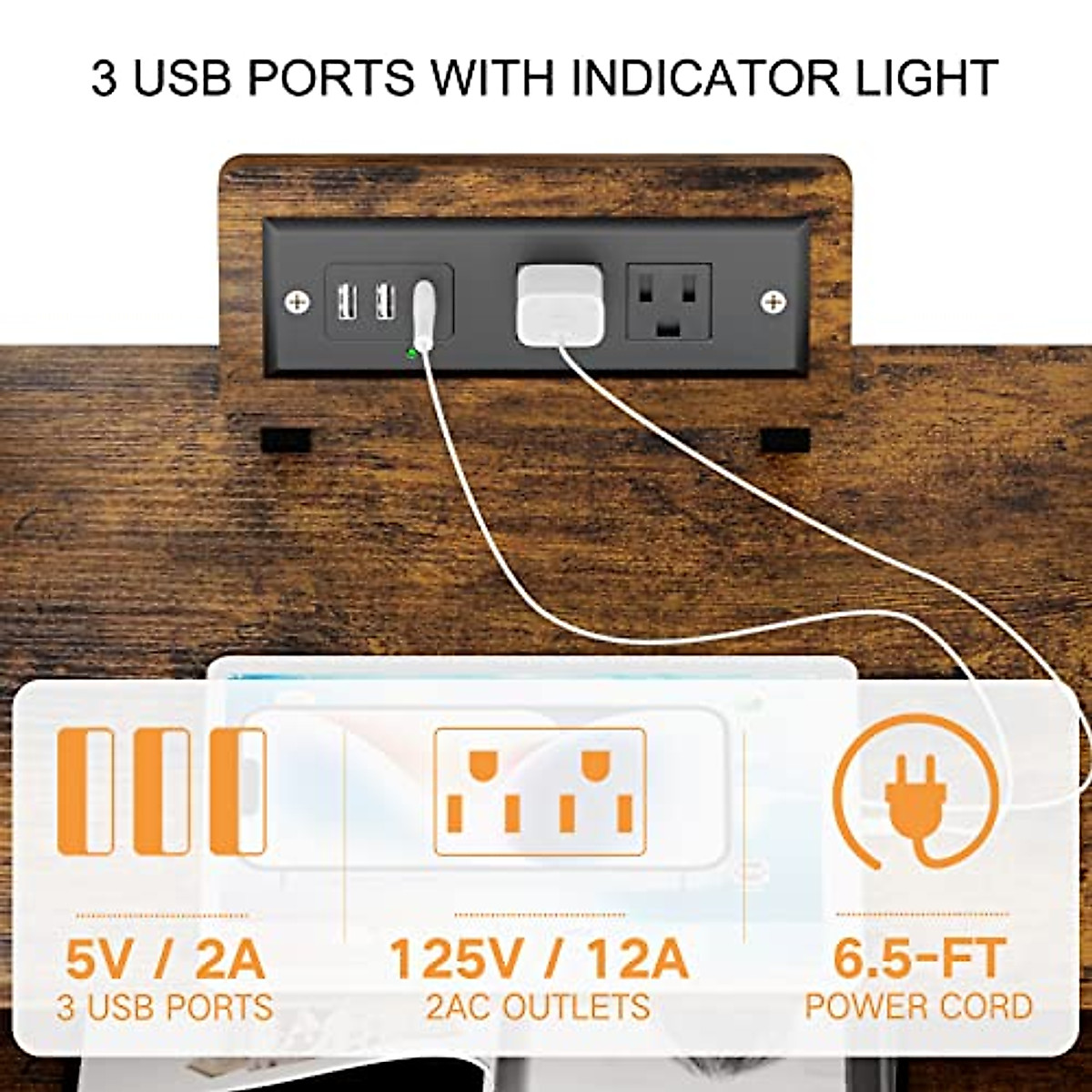 YAKANJ Small Nightstand with Charging Station,Mid Century Modern Nightstand with Rattan Decor,Night Stand End Table Side Table with 2 Tiers Storage Shelf for Small Spaces,Bedroom,Living Room-Brown