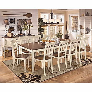 Signature Design by Ashley Whitesburg Cottage Rake Back Dining Chair, 2 Count, Brown & White