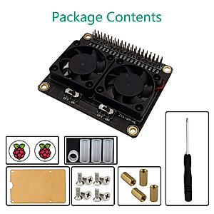 Raspberry Pi 4B Dual Cooling Fans and Automatic Discoloration LED, Raspberry Pi GPIO Expansion Board for Raspberry Pi 4B / 3B+ / 3B / 3A+