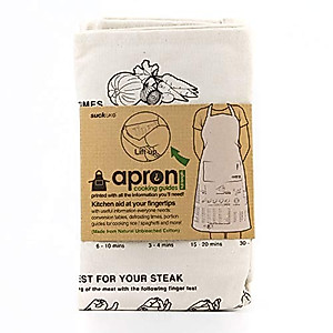 Suck UK | Cooking Guide Apron | Aprons For Women With Pockets | White Apron & Chef Apron | 100% Cotton Apron | Kitchen Accessories | Cooking Apron & Kitchen Apron | Cooking Gifts & Kitchen Gifts
