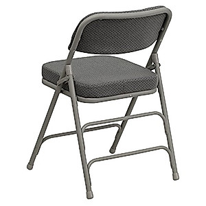 Flash Furniture HERCULES Series Premium Curved Triple Braced & Double Hinged Gray Fabric Metal Folding Chair