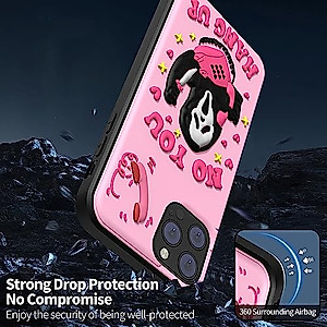 TOLUOHU Compatible with iPhone 13 Pro Max Phone Case Cute Cartoon Skull Skeleton Design for Women Girls Teens, 3D Cases Soft Silicone Fashion Cool Protective Case for iPhone 13 Pro Max 6.7" - Pink