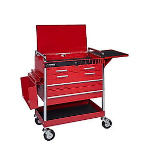 Sunex 8045 Professional 5 Drawer Service Cart with Locking Top- Red