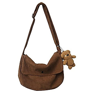 Women Corduroy Crossbody Bag Casual Corduroy Hobo Bags Large Shoulder Tote Bag Fashion Messenger Bag