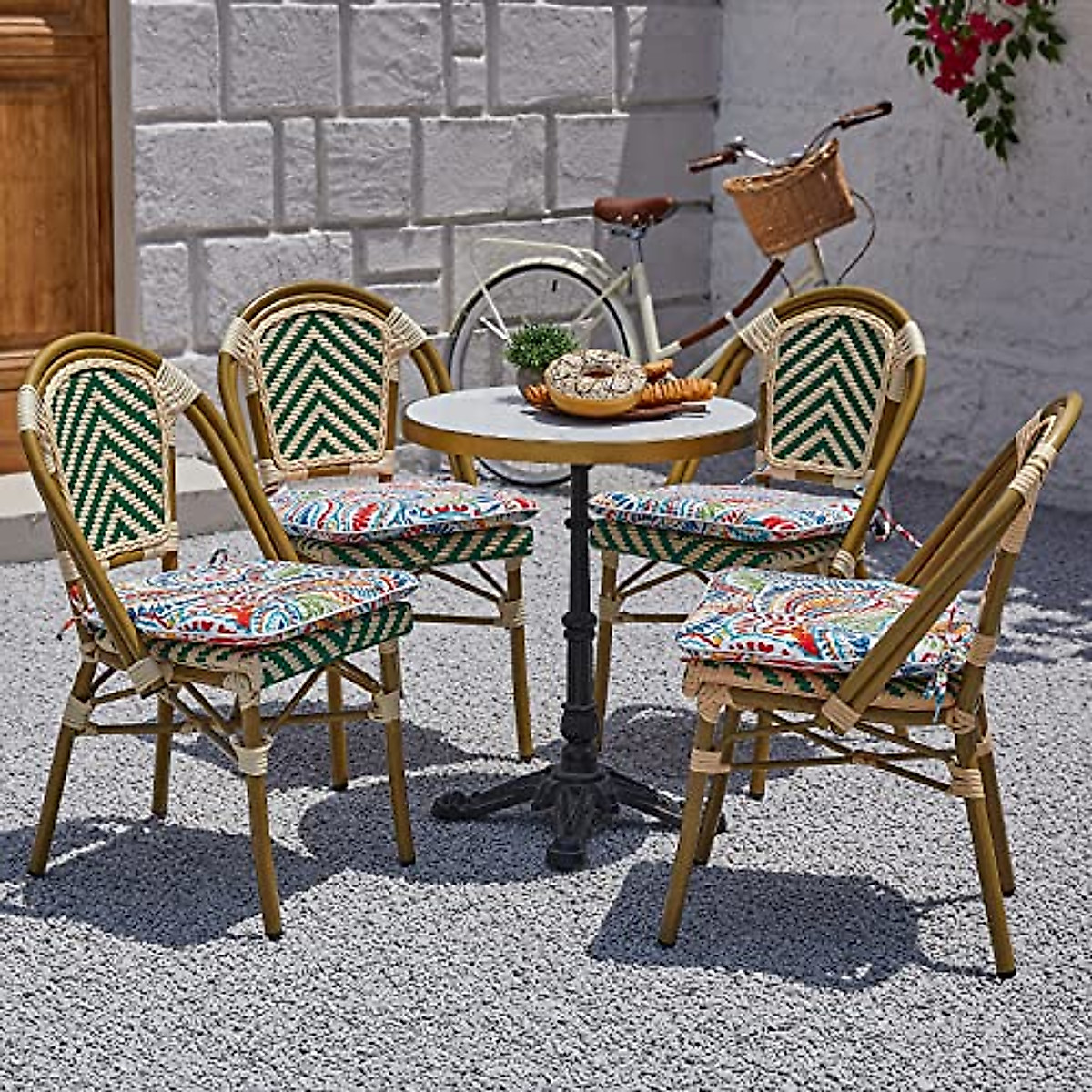 JMGBird Outdoor Chair Cushions Set of 2, Patio Cushions D16xW17 Inch with Ties, Outdoor Chair Pad for Patio Furniture