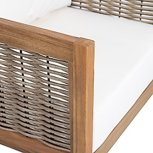 GDFStudio Outdoor Club Chairs Set of 2 - Thick Cushions,400lbs Heavy Duty Patio Furniture Set,Ergonomic Slanted Backrest Design,All Weather Garden Lawn Poolside Backyard Porch Acacia Wood - Teak Beige