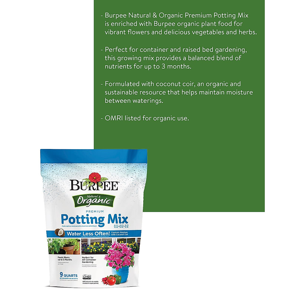 Apollo Exports International 24" Adjustable Railing Planter, Black and Burpee, 9 Quarts | Premium Organic Potting Natural Soil Mix