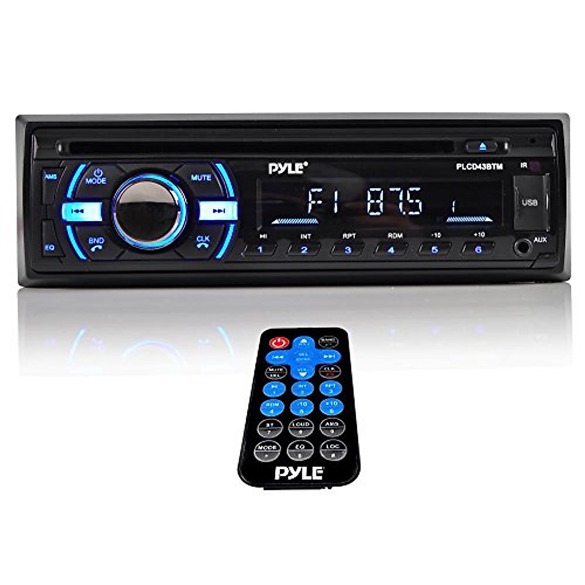 Pyle Boat Bluetooth Marine Stereo Receiver - Marine Head Unit Din Single Stereo Speaker Receiver - Wireless Music Streaming, Hands-Free Calling, CD Player/MP3/USB/AUX/ AM FM Radio -PLCD43BTM (Black)