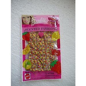 Barbie Scented Fashions - Green Sleeveless Dress With Fuchsia, Orange and Yellow Specs (2001)