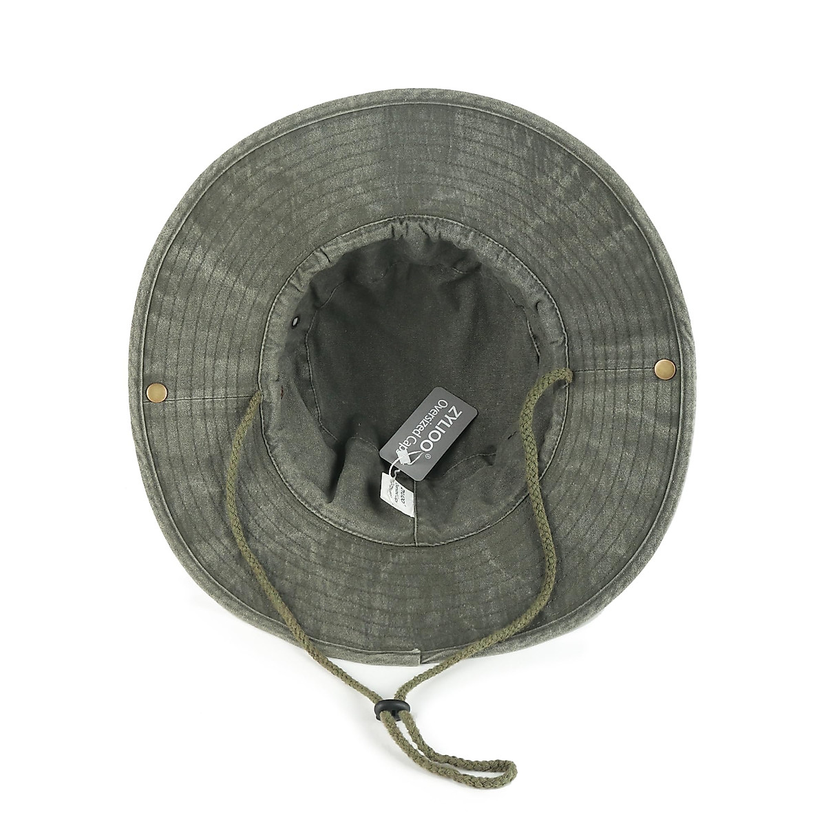 Zylioo XXL Washed Boonie Hats,Size 8 Travel Sun Hats for Hiking Camping Safari,Oversized Fitted Fishing Hat 64cm Army Green