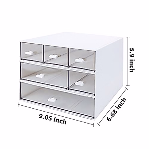 Desk Organizer with 6 Drawers, Desk Storage Box Office Drawer Organizer Desk Organization and Storage Pen Storage Plastic Makeup Storage Suitable for Office, School, Home