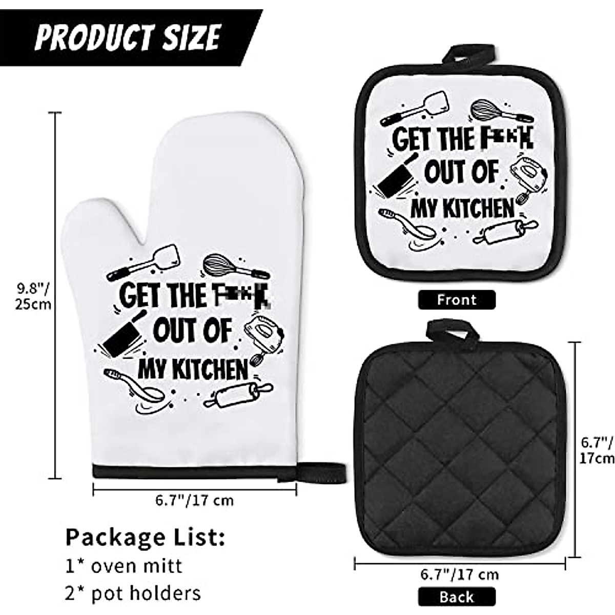 Souhoney Funny Gifts for Women Men Oven Mitts and Pot Holders for Kitchen with Loop, Funny Oven Mitts House Warming Gifts New Home, Christmas Cooking Baking Gifts, Birthday Gifts for Mom Wife Friend