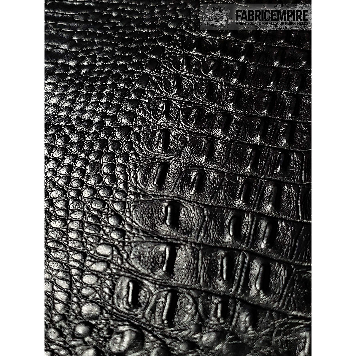 Vinyl Fabric Crocodile Gator Fake Leather Upholstery 54" Wide Sold by The Yard (SEMI Glossy Black)