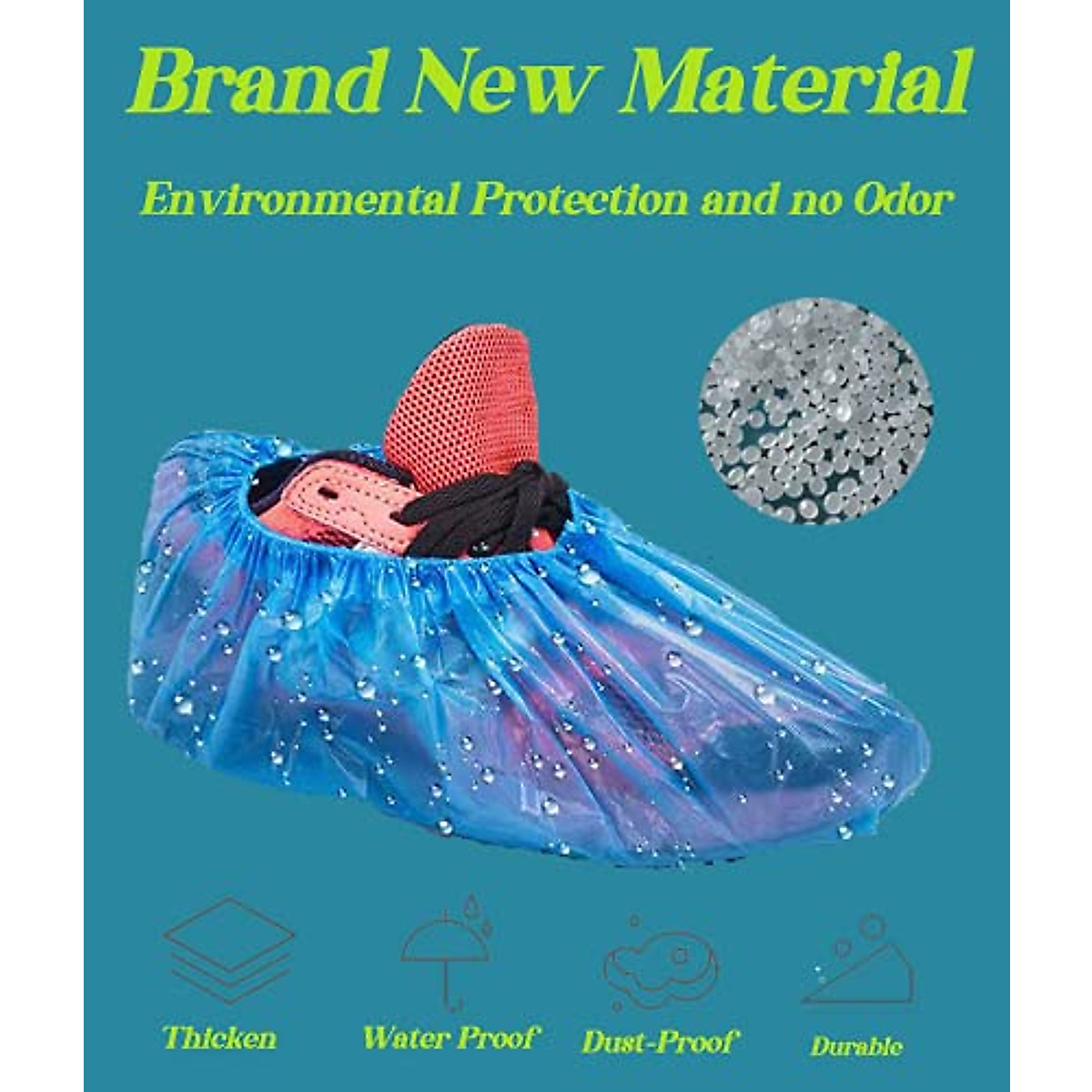 Shoe Covers Disposable Non Slip-300Pack (150 Pairs) TOOSOFt Booties for Shoes Covers- CPE Disposable Shoe Covers Water Resistant, Durable,One Size Fits Most Shoe Covers for Boots