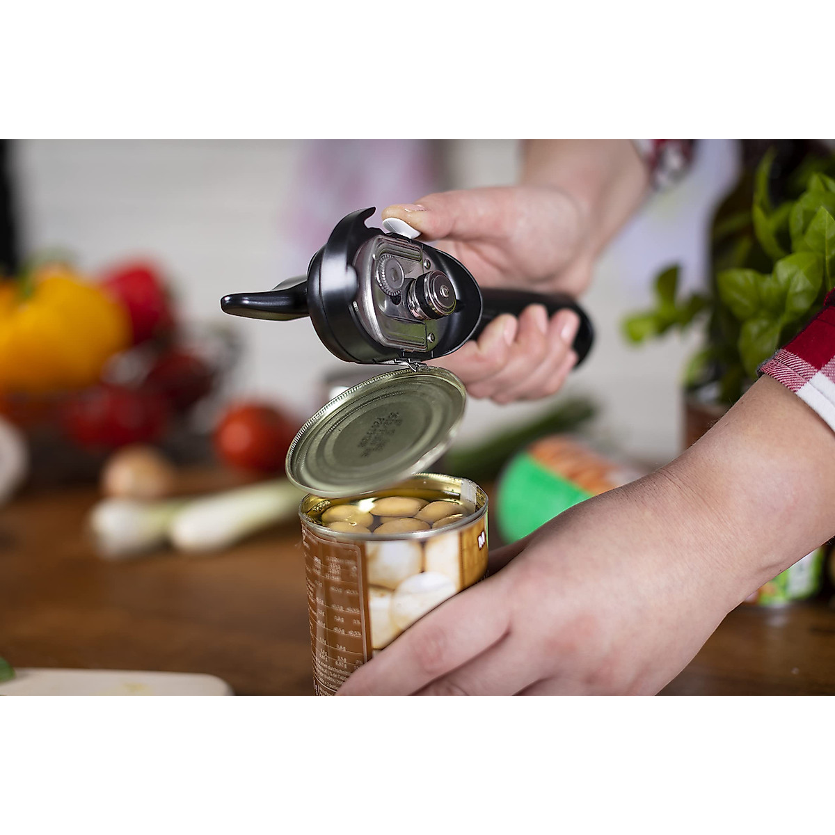 Kuhn Rikon Deluxe Auto Safety LidLifter/Can Opener, 7 x 2 x 3 inches, Red and Silver