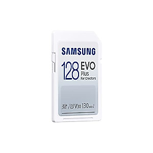 SAMSUNG EVO Plus Full Size 128 GB SDXC Card 130MB/s Full HD & 4K UHD, UHS-I, U3, V30 (MB-SC128K/AM)
