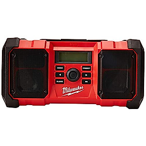 Milwaukee 2890-20 18V Dual Chemistry M18 Jobsite Radio with Shock Absorbing End Caps, USB 2.1A Smartphone Charging, and 3.5mm Aux Jack