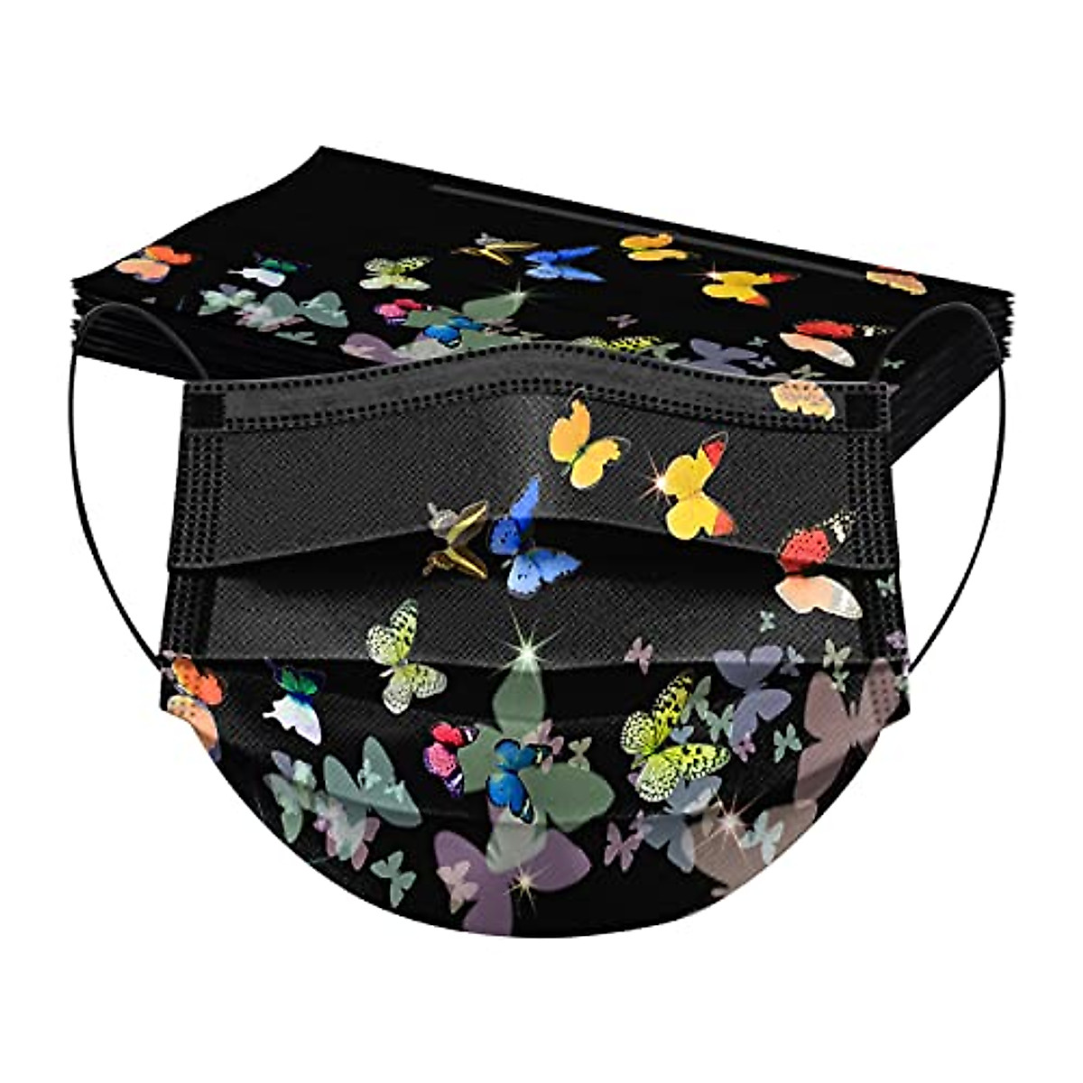 Aqestyerly 50PC Disposable Face_Masks for Adult Butterfly Printed Design 3 Ply Breathable Full Protection Light Weight Fashion Women Men (Mix 29, 50pc)