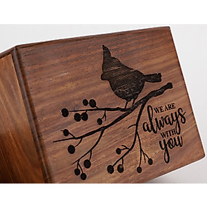 Bhartiya Handicrafts Wooden Cremation Urn for Human or Pet Ashes | Handmade Solid Rosewood Urn (we are always with You, L - 9 X 6 X 4.7'' (190 Cu/in))